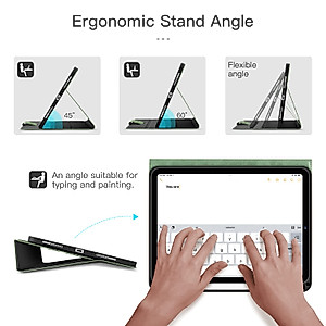 bloxflag Case for iPad Pro 11 inch 4th Generation (2022)/3rd/2nd/1st Gen(2021/2020/2018) with Pencil Holder/Pocket/Typing Angle Auto Sleep/Wake Vegan Leather iPad Pro 11 Cover (DarkGreen)