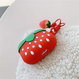 LEWOTE Airpods Pro Silicone Case Funny Cover Compatible for Apple Airpods Pro[Fruit Dessert Series][Best Gift for Kids Friends Boys Girls] (Strawberry)