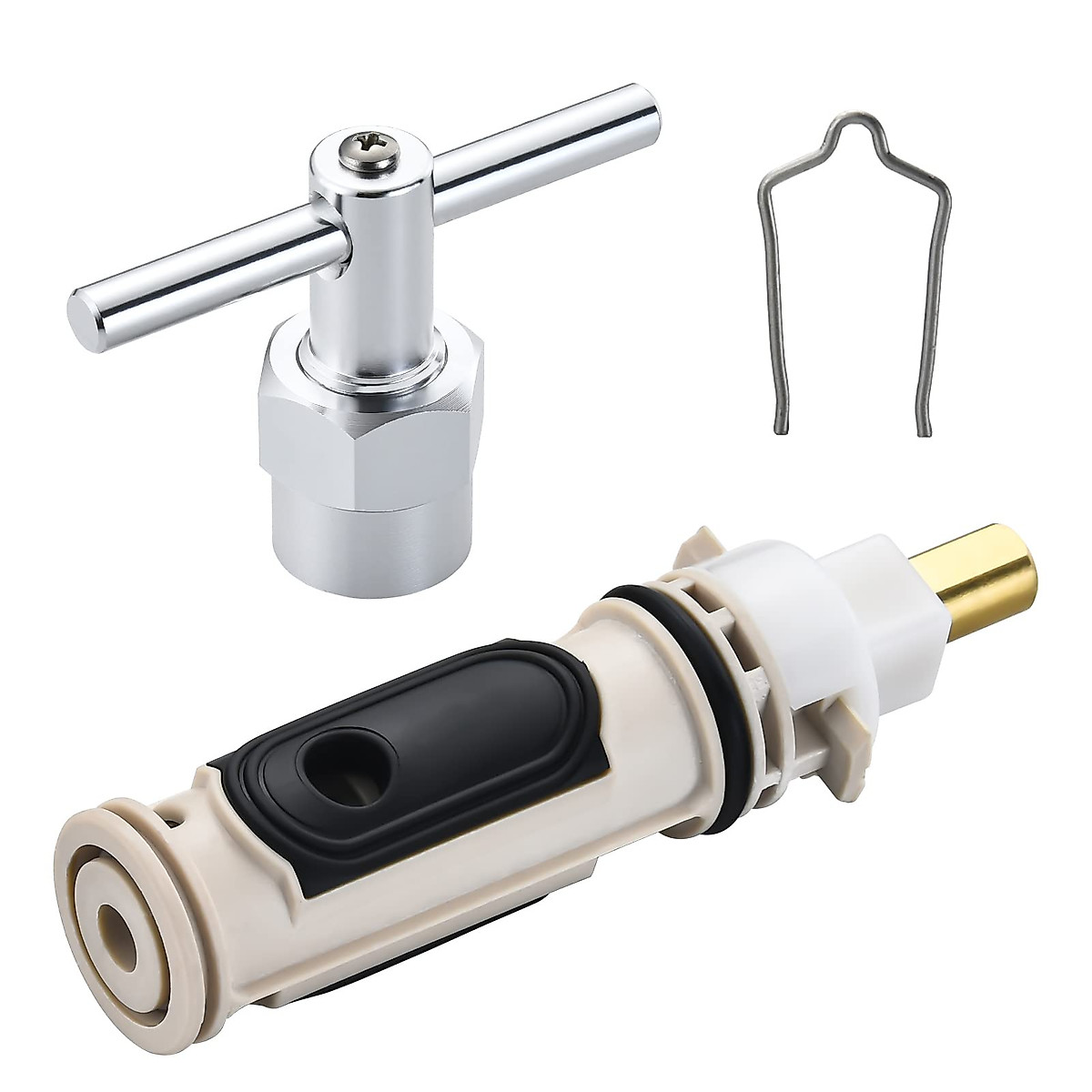 1222 Replacement Cartridge with Removal Tool 104421 and Retainer Clip Tub Shower Repair Kit,Compatible with Moen One Hanlde Posi Temp Faucet,Solid Brass and Plastic
