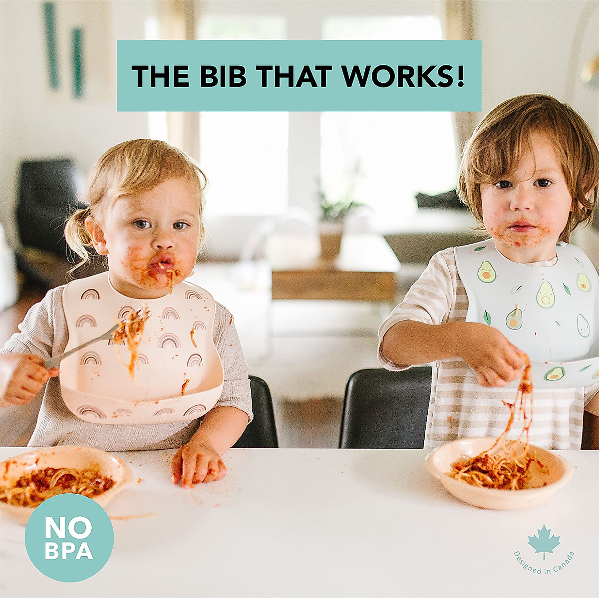 Loulou Lollipop Soft, Waterproof Silicone Feeding Bib for Babies and Toddlers 3 to 36 Months, Easy to Clean, Adjustable Fit and Catch-All Pouch - Space