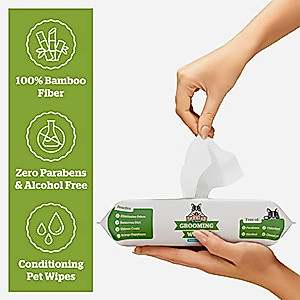 Pogi's Dog Grooming Wipes - 100 Dog Wipes for Cleaning and Deodorizing - Plant-Based, Hypoallergenic Pet Wipes for Dogs, Puppy Wipes - Quick Bath Dog Wipes for Paws, Butt, & Body - Fragrance Free