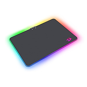 Redragon P010 Gaming Mouse Pad, RGB LED Lighting Effects, Wired, Hard Non-Slip Rubber Low Friction Surface Mouse Mat for MMO Computer Windows PC Gamers (13.8 x 9.8 Inch)