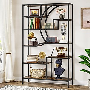 Tribesigns 69" Tall Bookshelf, Industrial 6-Tier Etagere Bookcase, Freestanding Open Book Shelves, Wood Storage Display Shelving Unit with 9 Open Shelves for Home Office, Rustic Brown