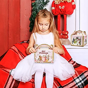 16Pcs Pink Christmas Decorations Christmas Treat Boxes Vintage Christmas Paper Gift Boxes Christmas Santa Boxes with Handle Present Candy Cookie Boxes for Xmas Holiday Party Favor Supplies