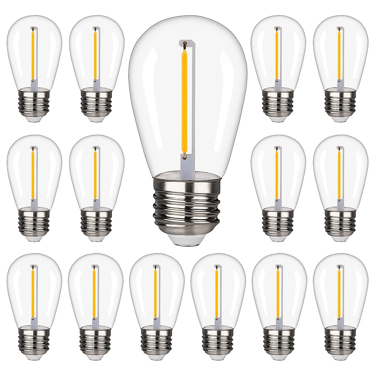 Waterproof Shatterproof S14 LED Bulb,String Light Bulbs 1W Equal to 10W Incandescent, Outdoor String S14 Replacement Light Bulbs,Suitable for patio, gardens,Room.Warm White 2200K, E26,120V(15PACK)