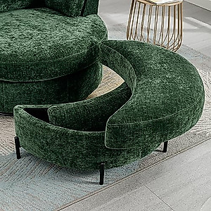 360° Swivel Accent Barrel Chair and Half Crescent Moon Storage Bench Large Ottoman with 4 Pillows,Upholstered Oversized Leisure Round Loveseat Recliner Sofa Chaise Lounge Circle Armchair for Club