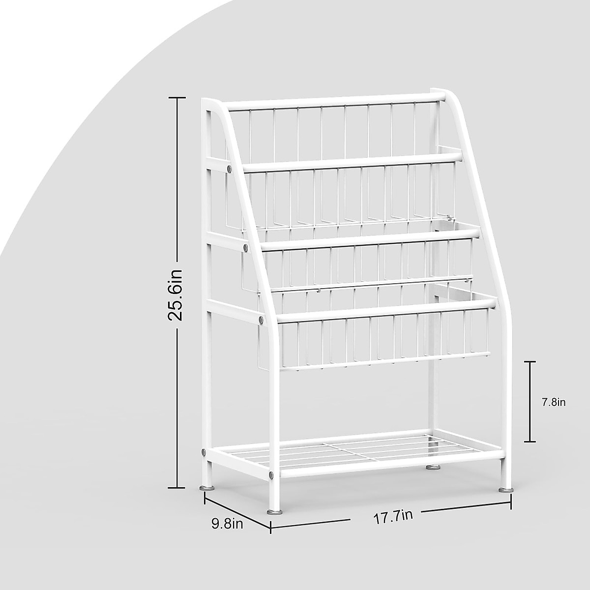 Azheruol Kids Bookshelf Freestanding for Children Room 18 Inches Small White Metal Bookcase Large Capacity Books Toys Organizer Stable 5 Tiers Kids Book Rack for Playroom Bookstore Library