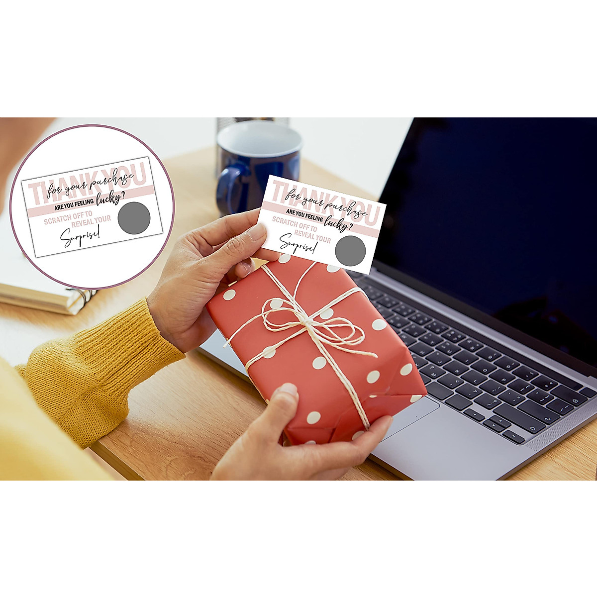 Thank You For Your Purchase Scratch Off Cards - Blank Gift Certificate Cards - Small Business Thank You for Order Cards - Make Your Own DIY Pink Scratch Off Cards - 50 Cards And 50 Stickers(C01)