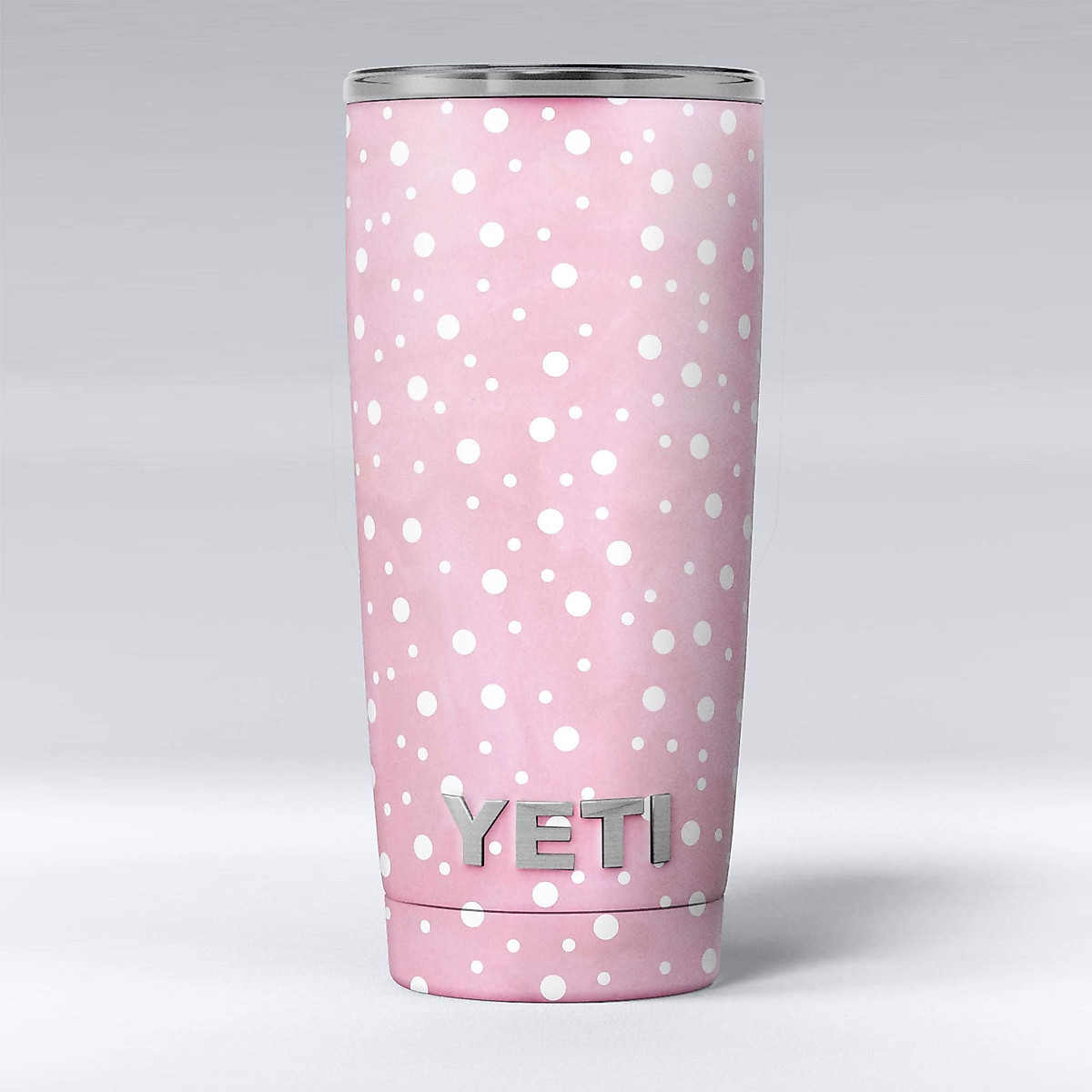 Design Skinz The Pink Watercolor Surface with White Polka Dots - Skin Decal Vinyl Wrap Kit compatible with the Yeti Rambler Cooler Tumbler Cups