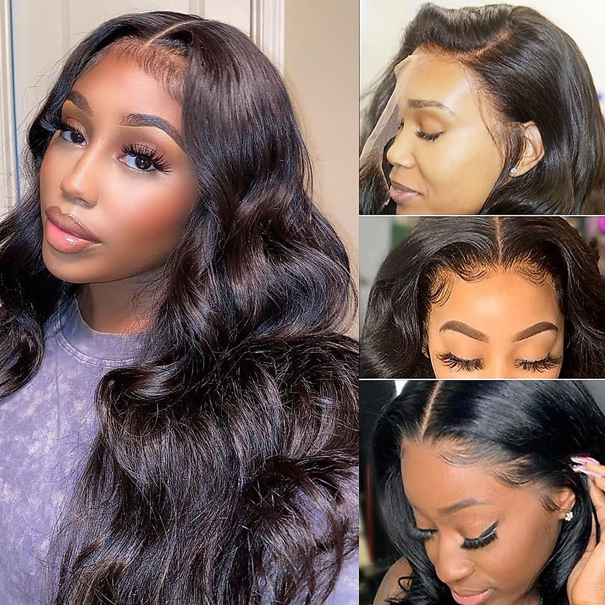 Lzlefho HD Transparent 360 Lace Front Wigs Human Hair 180% Density Pre Plucked 360 Body Wave Full Lace Human Hair Wigs for Women with Baby Hair Natural Color (30inch)