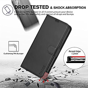 TUCCH Case for iPhone 13 Wallet Case, PU Leather Flip Folio Case with [Shockproof TPU Inner Shell], RFID Blocking Card Holder Kickstand Phone Cover Compatible with iPhone 13 6.1-inch 2021, Black