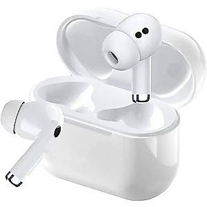 Wireless Headphones Bluetooth 3D HiFi Stereo Headphones in-Ear Built-in Mic with Charging Case, Touch Control Earphones for iPhone/Android - White