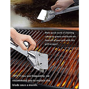 WITBASS Grill Scraper, Heavy Duty Aluminum Die-Cast Extra Large Griddle Scraper Set with Blades Flat Top Grill Accessories Griddle Cleaning Kit (16''*6'' Grill Scraper)