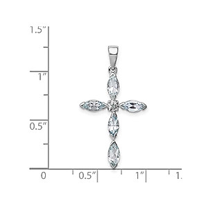 Gem And Harmony Sterling Silver Aquamarine Cross Pendant Necklace with Chain (1.00 Carat ctw)