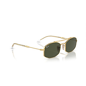 Ray-Ban RB3719 Oval Sunglasses, Gold/Green, 54 mm