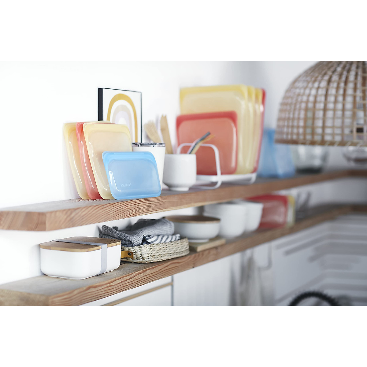 Stasher Reusable Silicone Storage Bag, Food Storage Container & Reusable Silicone Storage Bag, Food Storage Container, Microwave and Dishwasher Safe, Leak-free, Snack, Aqua