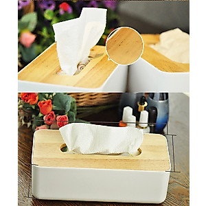 Wood Tissue Box Cover Gloves Box Holder Wooden Rectangular Tissue Box Holder for Storage on Bathroom Vanity, Countertop, Bedroom Dresser (Large(10.2 x 5.1 x 4.5))