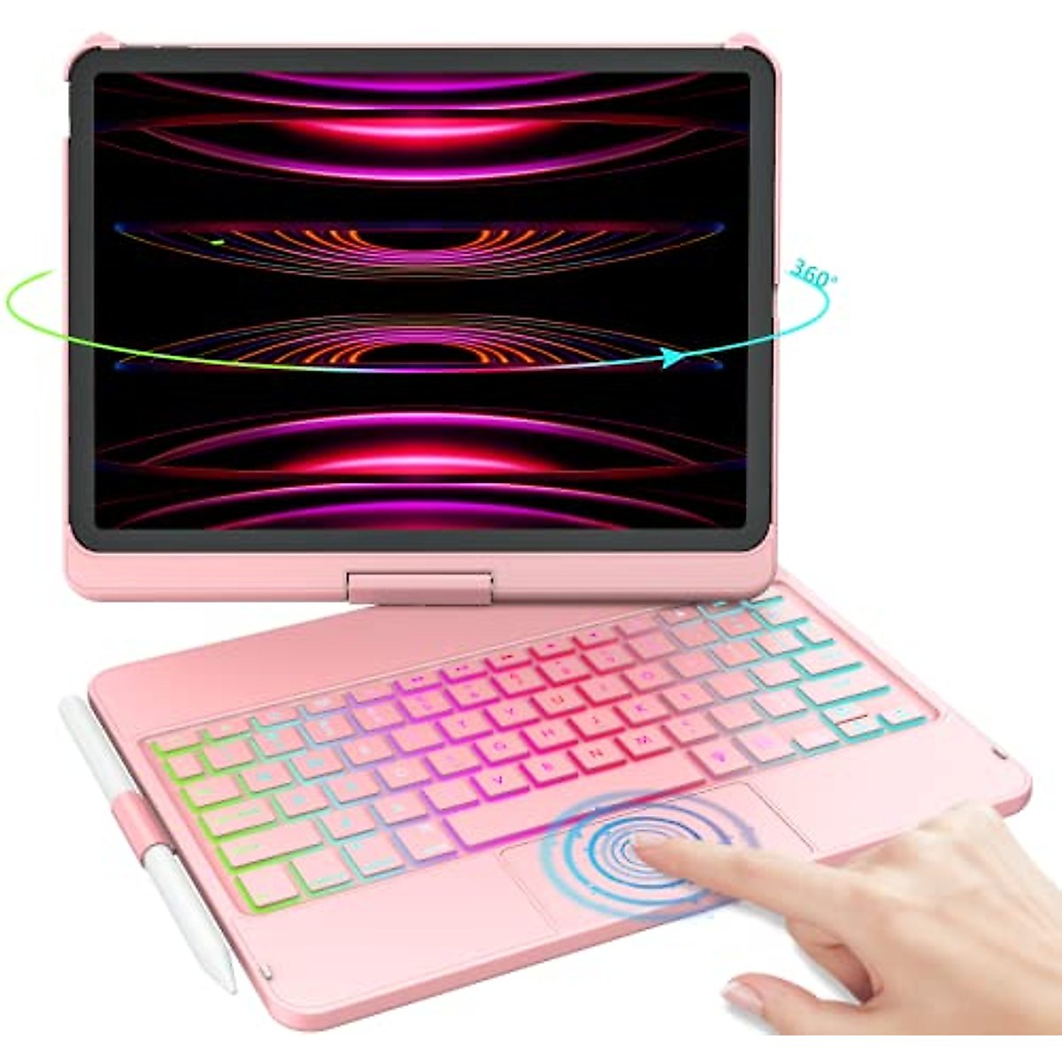 iPad Pro 11 inch Case with Keyboard, iPad Air 5/Air 4 10.9 inch Keyboard Case with Trackpad, Keyboard Case for iPad Air 5/Air 4 and iPad Pro 1-4 Gen, Backlit 10 Color & 360 Screen Rotation - Rose Gold