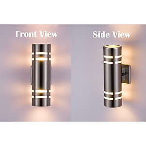 TENGXIN Outdoor Wall Light,Dusk to Dawn Modern Outdoor Wall Sconce with Stainless Steel Cylinder,Brushed Nickel Finsh Wall Mount Light,E26 Socket,IP65 Waterproof,UL Listed. ?Brushed Nickel ?