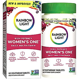 Rainbow Light Womens One High-Potency Daily Multivitamin, Womens Multivitamin Provides High-Potency Immune Support, With Vitamin C, Biotin and Ashwagandha, Vegetarian, 60 Count