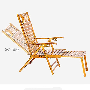 Camping chairs, beach chair, lounge chair, outdoor chairs, lawn chairs, zero gravity chairs, bamboo Lounge Chair Large Adjustable Rocking Chair Reclining Patio Chair with Headrest Pillow ( Color : Bro