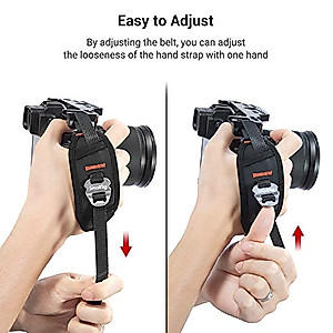 SmallRig Camera Cage Wrist Strap, Universal Quick Adjustable Secure Grip Camera Cage Handle Hand Wrist Strap PAC2456