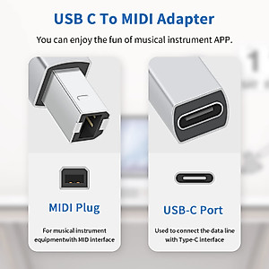 Duttek USB C to USB B Adapter 2Pack, USB C to Midi, USB C Female to USB B Male Adapter Connector for Printers, Mice, Keyboards, Eectric Pianos (Silver)