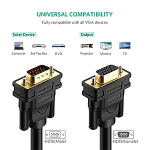 UGREEN VGA Extension Cable SVGA Male to Female HD15 Monitor Video Adapter Cable Support 1080P Full HD for Laptop, PC, Projector, HDTV, Display 6FT