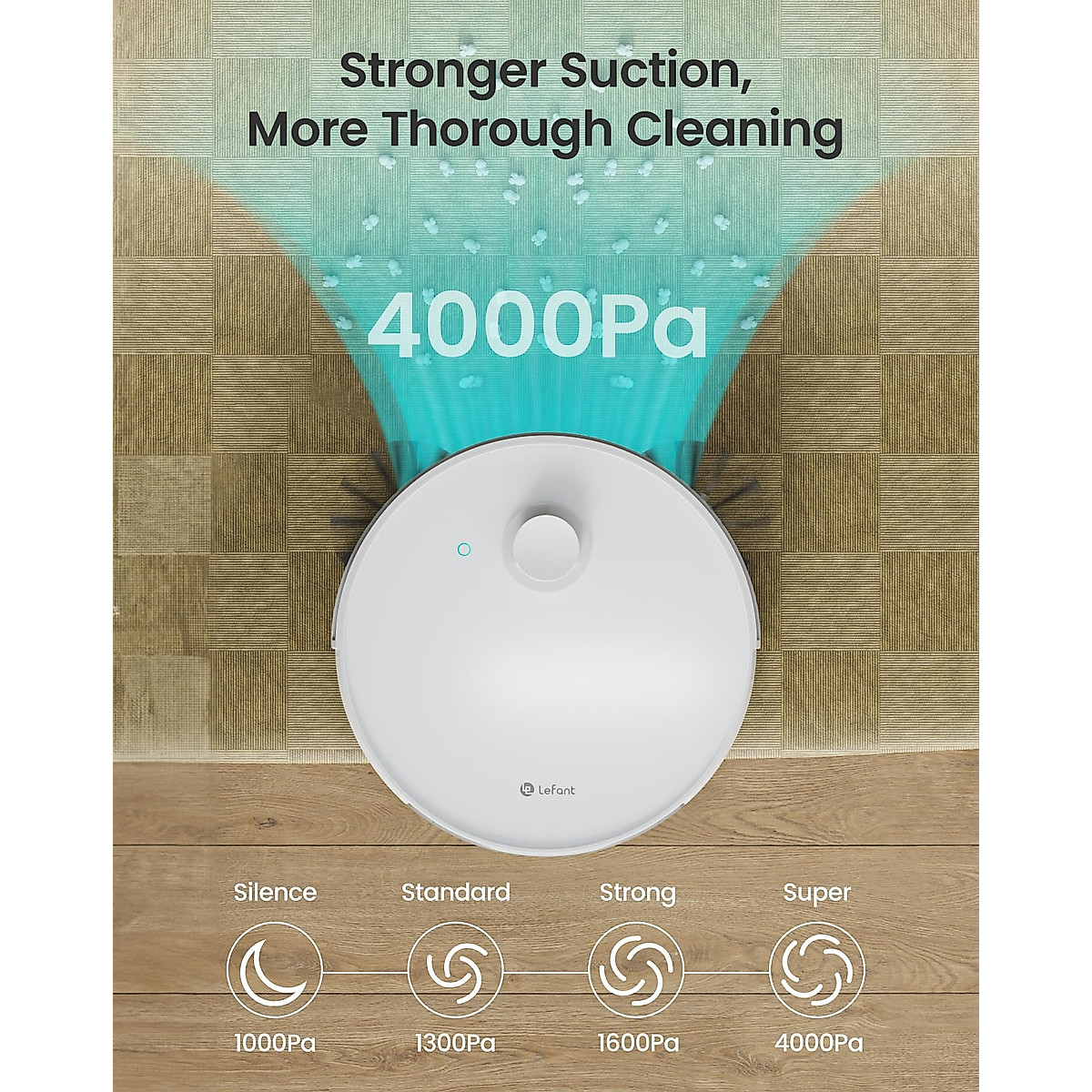 Lefant N3 Robot Vacuum and Mop Combo, Precision Mapping with Lidar & dToF Sensors, Max 4000Pa Suction, Ultrasonic Carpet Detection, Robotic Vacuum Cleaner with Sonic Mopping, WiFi/App/Alexa Control