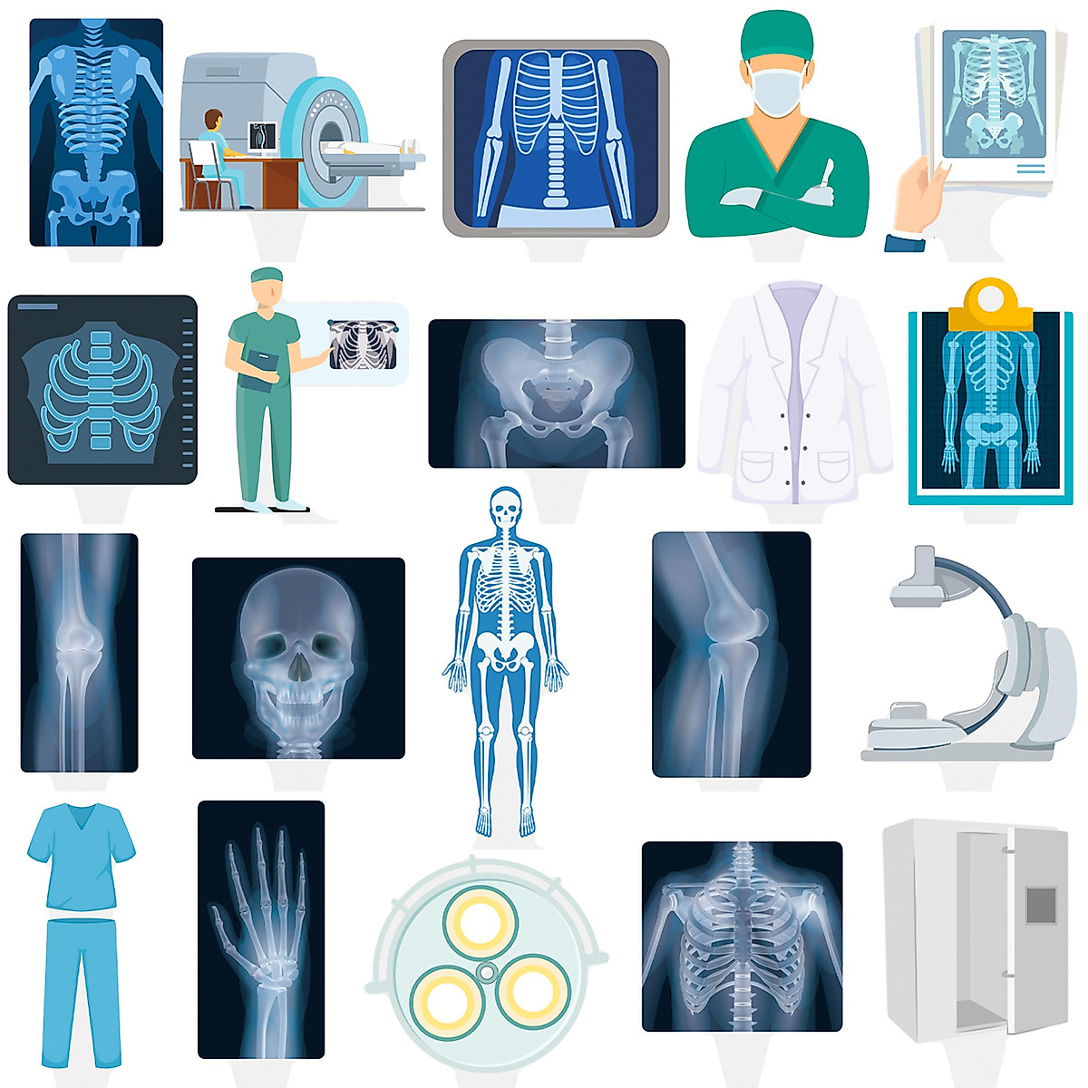 48Pcs Radiology X Ray Cupcake Toppers Radiology Birthday Party Decorations X ray Theme Cupcake Picks Decorations for Radiology Xray Doctor Medical Theme Party Baby Shower Supplies