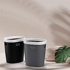 ZENFUN 2 Pack 4.7 Gallon Plastic Slim Trash Can with Press Ring, Narrow Garbage Bin Wastebasket Garbage Container Bin with Handles for Living Room, Bathroom, Kitchen, Office, Grey & Black