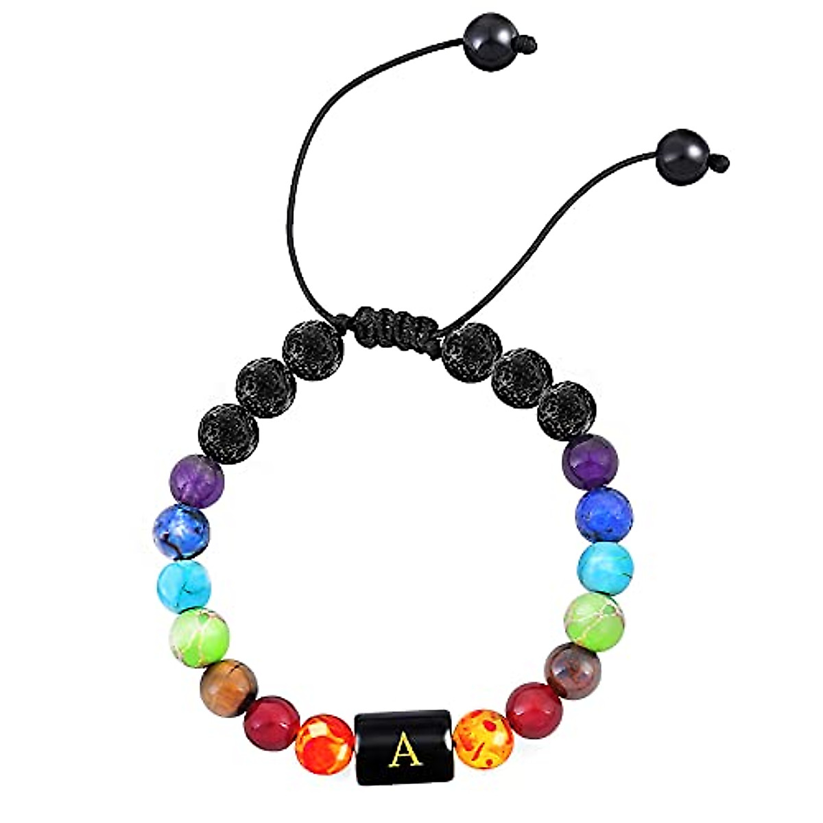 malyunin Initial Bracelet Stress Relief Gifts For Women Girls Yoga Chakra Bracelet For Women Healing Crystal Bracelet Essential Oil Bracelet For Women(A)