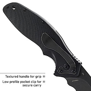 CRKT Shenanigan Black with Veff Serrations Everyday Carry, Serrated Edge Blade, Veff Serrations, Liner Lock, Glass Reinforced Nylon Handle, Pocket Clip K800KKP