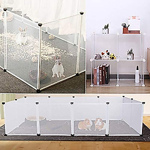 Linifar Small Pet Playpen, Plastic Hamster Yard Fence Cage Portable Metal Enclosure for Guinea Pig Hamster Ferret Bunny Rat Hedgehog Puppy Small Animal, DIY 12 Panels Outdoor (13.8 x 13.8 inches)