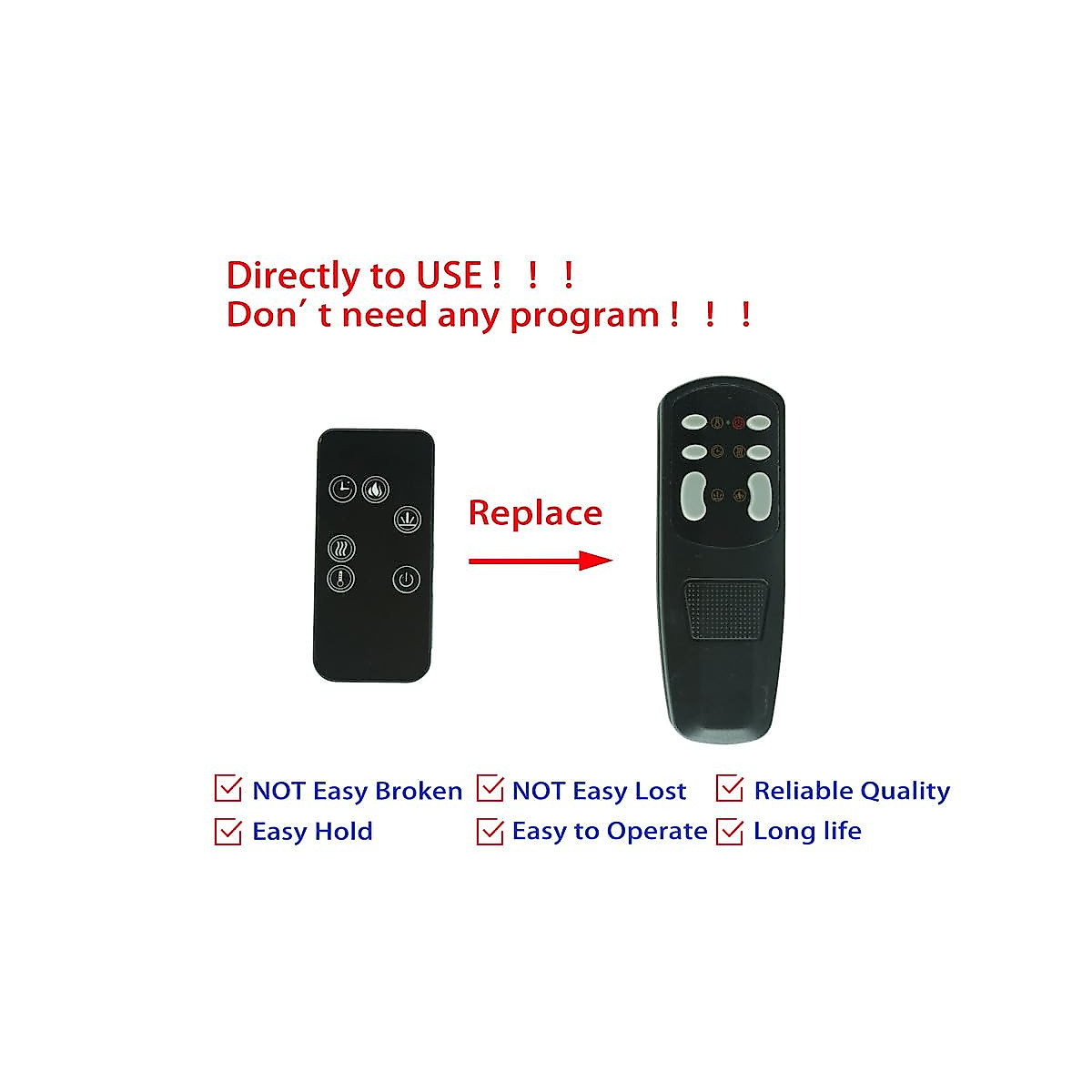 Remote Control for Jarka&Co JC-EFITJ23B3-UK JC-EFITJ23B2-UK EFW-TJ34A Inset Fire Wall Mounted Electric Fireplace Heater