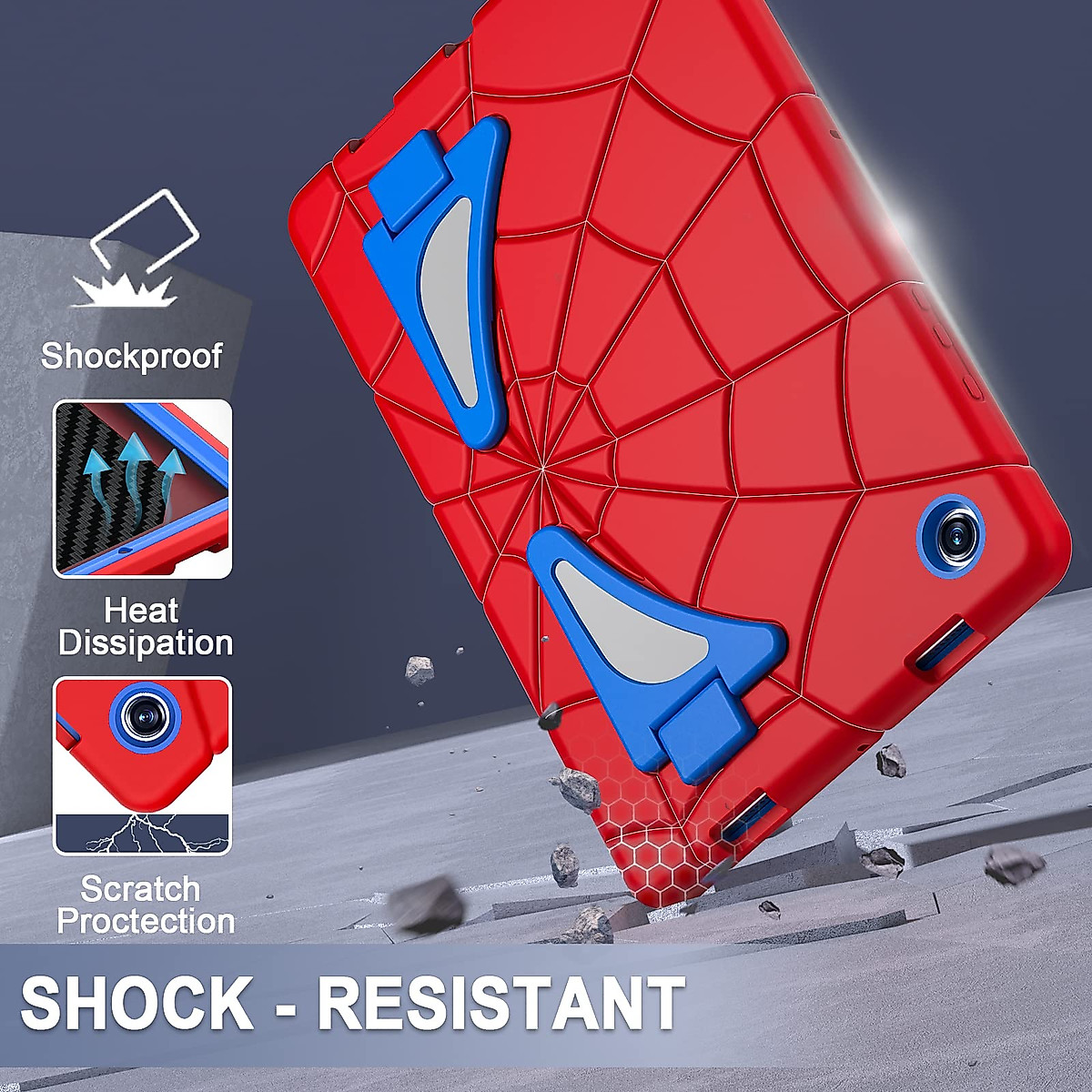 Auizotl Case for Samsung Galaxy Tab A8 10.5 Case for Galaxy Tab A8 Case with Kickstand 3 Layer Rugged Military Grade Shockproof 10.5 inch Cover (SM-X200/X205/X207), Red Blue