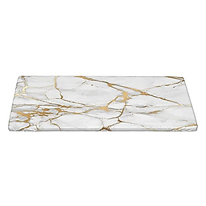 mutakin Marble White Rectangle Tablecloth Reusable Elastic Edge Table Cover Waterproof for Patio Dining Decoration 60" L X 30" W