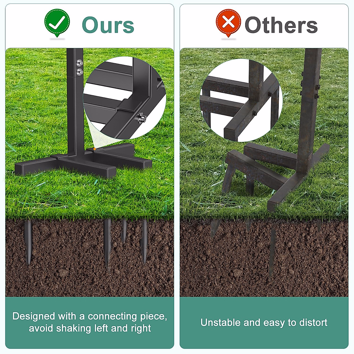 Keten Garden Hose Holder, 4 Spikes Freestanding Outdoor Hose Stand, Heavy Duty Water Hose Holder Rack and Storage Organizer for Lawn/Yard/Garden