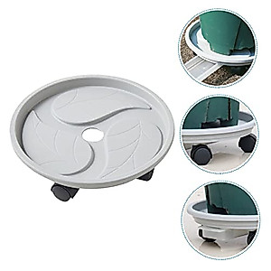 MERRYHAPY Flower Pot Tray Plastic Flower Pot L Brackets Heavy Duty Swivel Caster Wheels Movable Plant Pot Rolling Planter Caddy Flower Pot Caddy Pallet Pot Flowerpot Tray Plant Stands Grey