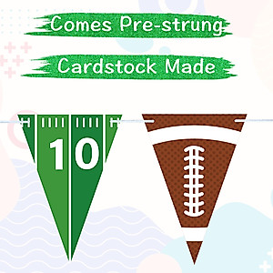 VILIFEVER 4 Pieces Football Party Decorations, Football Paper Banner with Football Triangle Flags Banner for Sports Theme Birthday Party Decorations Game Day Tailgate Party Supplies