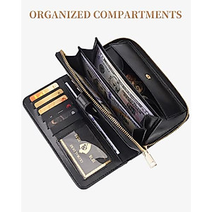 Marvolia Wristlet Wallets for Women - RFID Blocking Wallet Printed Clutch Wallet PU Leather Card Holder Ladies Wallet Zip Around Wallets - Blooming Flowers