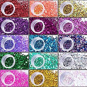 Duufin 15 Sets Face Jewels Stickers Face Gems Glitter Mermaid Face Crystal with 15 Boxes Chunky Face Glitter Temporary Tattoos for Festival Rave Carnival Party