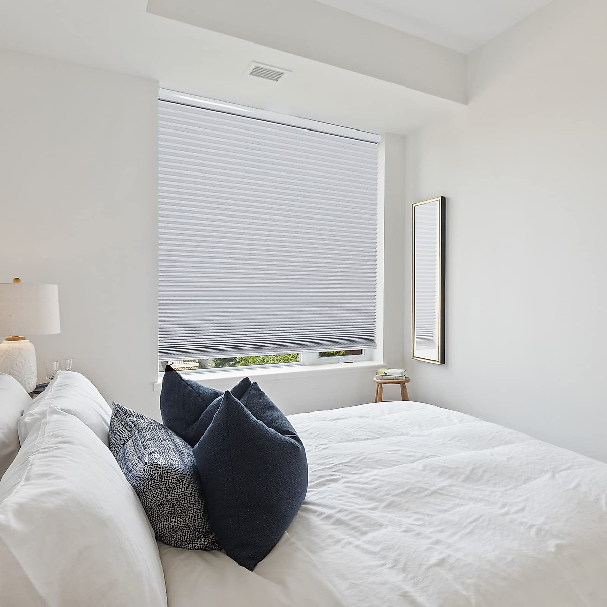 Persilux Custom Size Cellular Blinds for Windows Cordless Blackout Honeycomb Shades Noise Reduction Thermal Insulated for Home, Night White