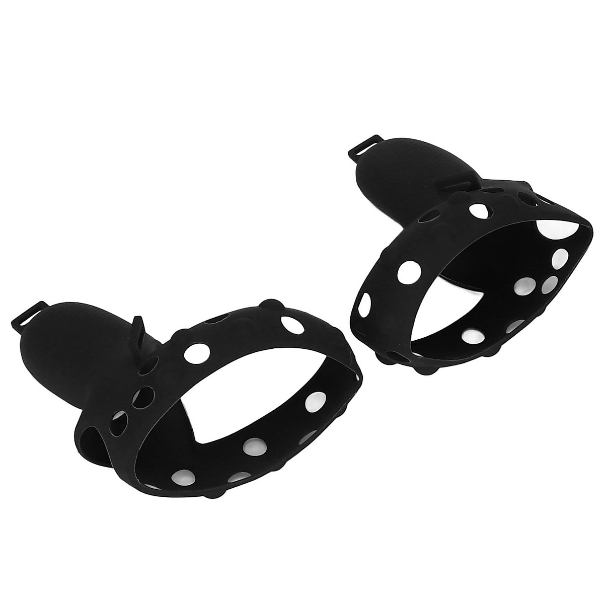 Touch Controller Grip Cover for 2 Anti-Throw Handle Silicone Protective Sleeve with Adjustable Wrist Knuckle Strap(Black)