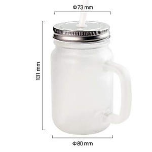 Mason Blank Sublimation Frosted Glass Jar Mugs 430ml with Glass Handles and Straw Drinking Heat Press Dye Transfer 4 pieces