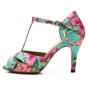 YKXLM Latin Dance Shoes For Women Ballroom Salsa Tango Professional Performance Practice Dancing Shoes,4" heel,Corlorful,6.5 US