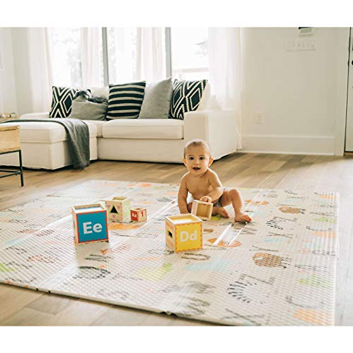 Toddleroo by North States 71" x 71" Folding ABC Play Mat - Extra large, designed to fit 6 panel or 8 panel Superyards. Foldable. Almost 36 square feet of play space (ABC multicolored)