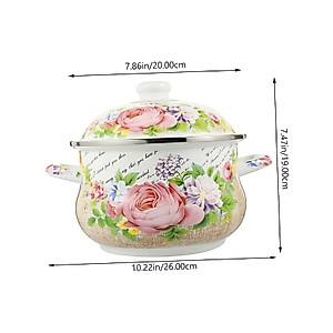 SHOWERORO Enamel Soup Pot Pasta Stock Pot Containers with Lids Drawstring Lunch Bag Enamel Stockpot for Kitchen Tinned Spaghetti Household Soup Pot Cooking Utensil Pp Pottery Pot Non Stick