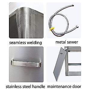 Outdoor Sink,single Sink Kitchen,304 Stainless Steel Utility Sink,Commercial Restaurant Sink,for Business Restaurant, Cafe, Bar, Hotel, Garage, Laundry Room, Outdoor