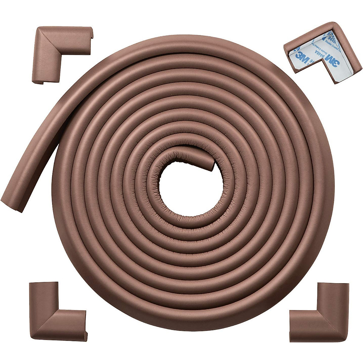 24ft Edge 4 Corners - Bundle & Save - RovingCove HeftyFit Edge Guard (9ft Edge Only, Coffee Brown) + RovingCove HeftyFit Edge Corner Guards (15ft Edge 4 Corners, Coffee Brown)